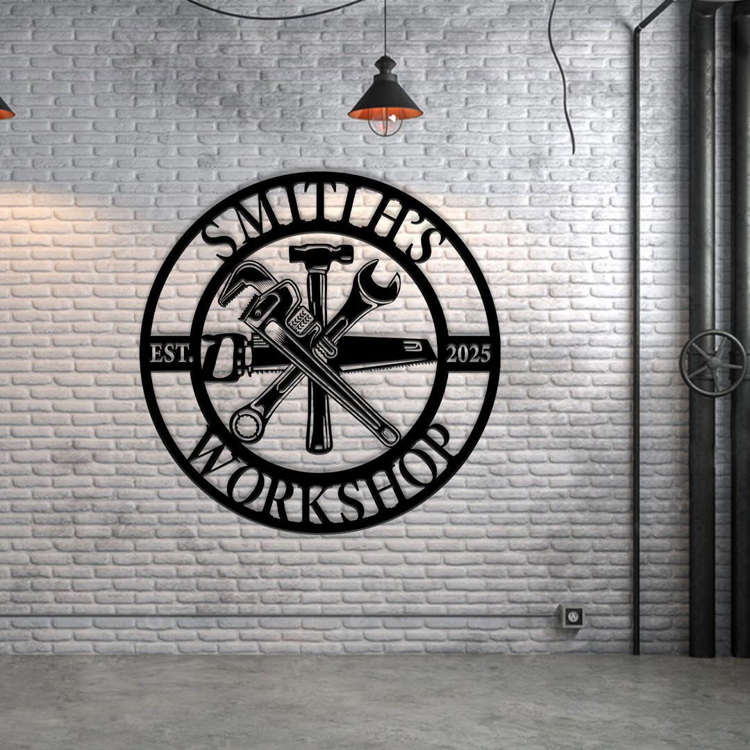 Personalized Metal Workshop Sign, Custom Tools Metal Signs, Dad’s Work ...