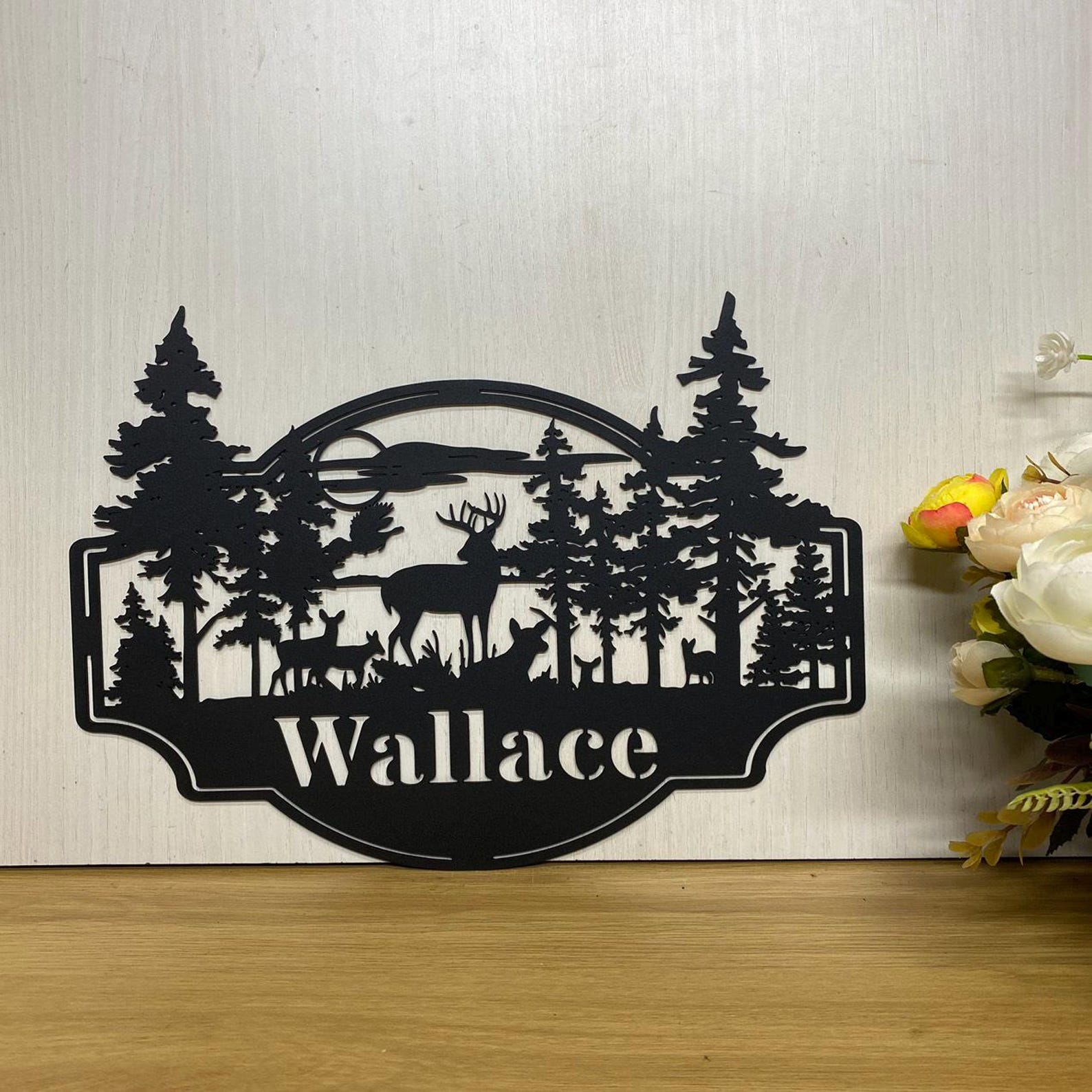 Personalized Forest Deer Metal Sign, Custom Wildlife Deer Metal Wall ...