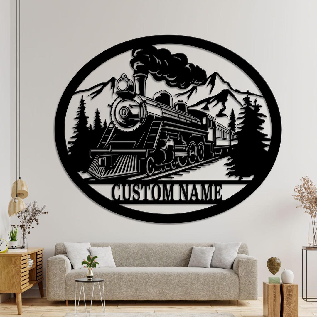 Custom Train Metal Sign Wall Art, Railroad Wall Decor, Railroad Sign ...