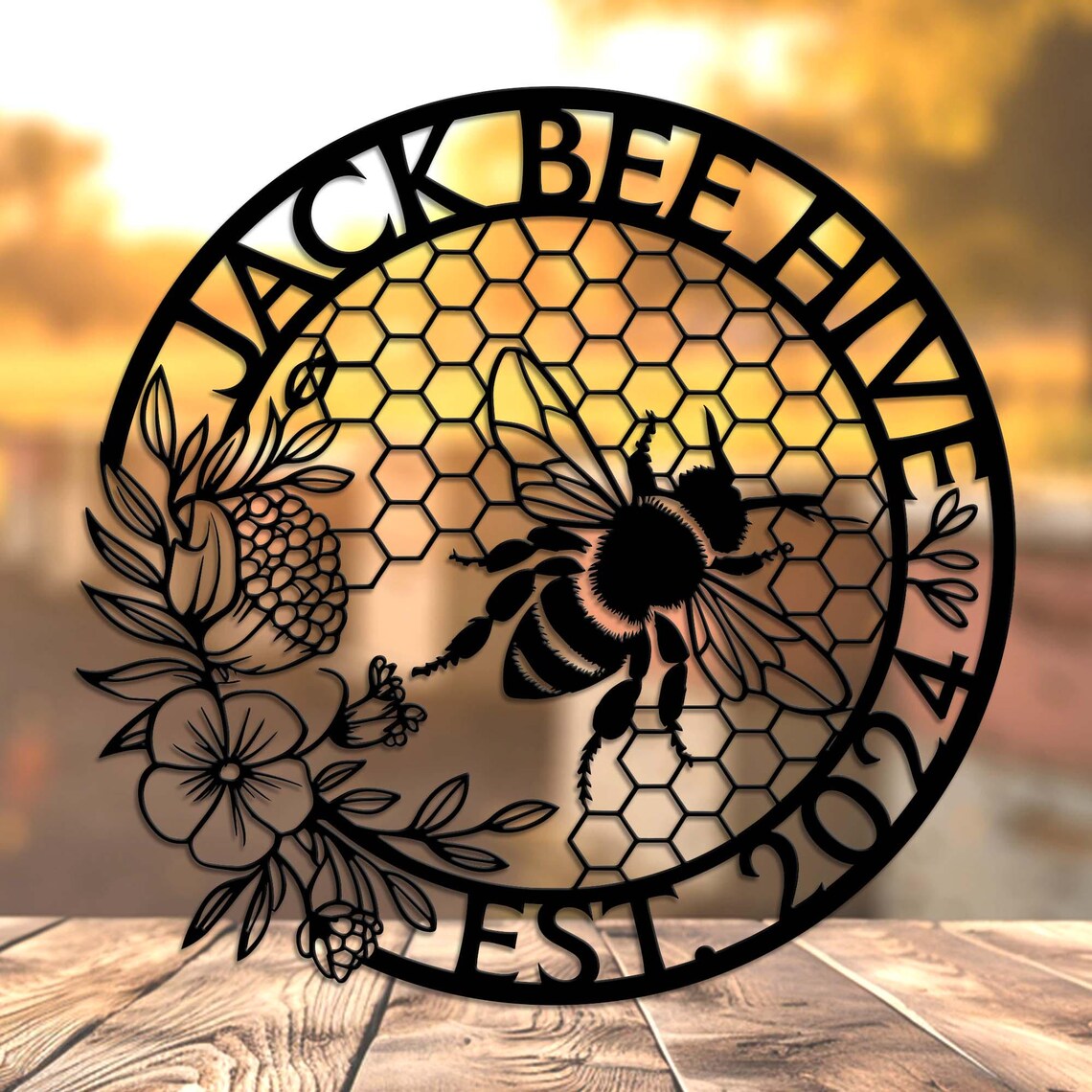 Personalized Honey Bee Metal Wall Sign Art, Custom Name Sign, Bee ...