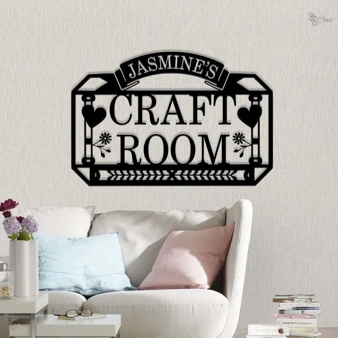 Personalized Craft Room Sign, Metal Wall Art for Crafter, Craft Room ...