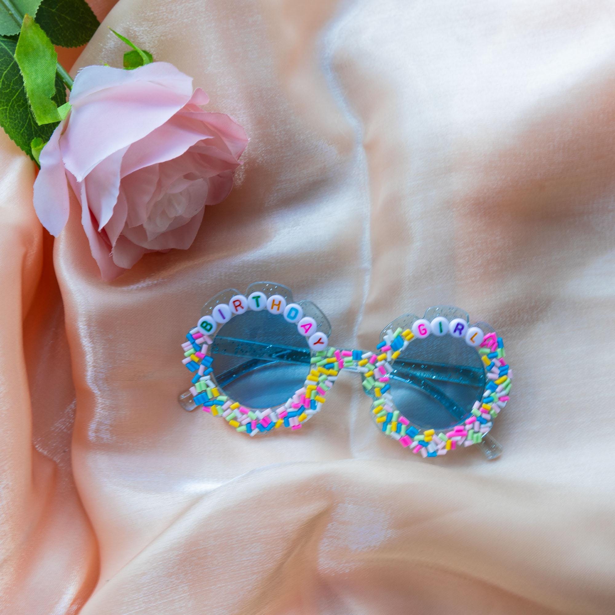 Custom Kids Flower Shaped Birthday Sunglasses, Handmade Colorful Candy ...
