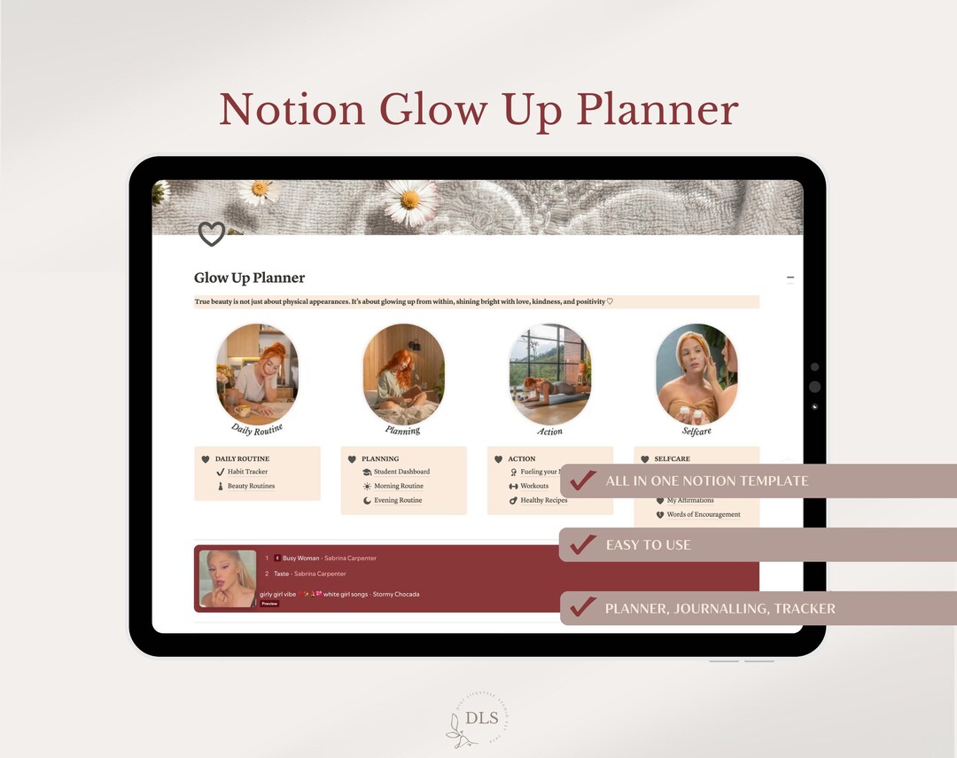 Glow up Planner | Notion Template | Habit Tracker | Notion Life Planner ...