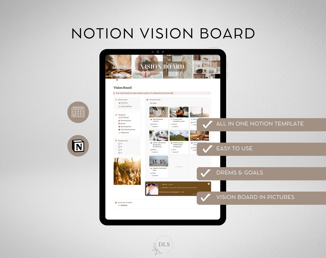 Vision Board | Notion Template | Notion Templates | Self Care | Vision ...