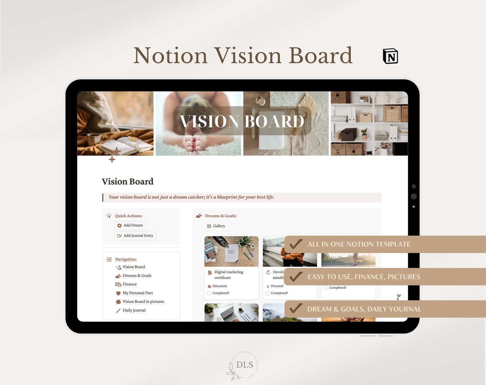 Vision Board | Notion Template | Notion Templates | Self Care | Vision ...