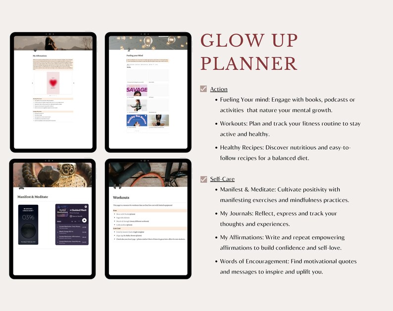 Glow up Planner | Notion Template | Habit Tracker | Notion Life Planner ...
