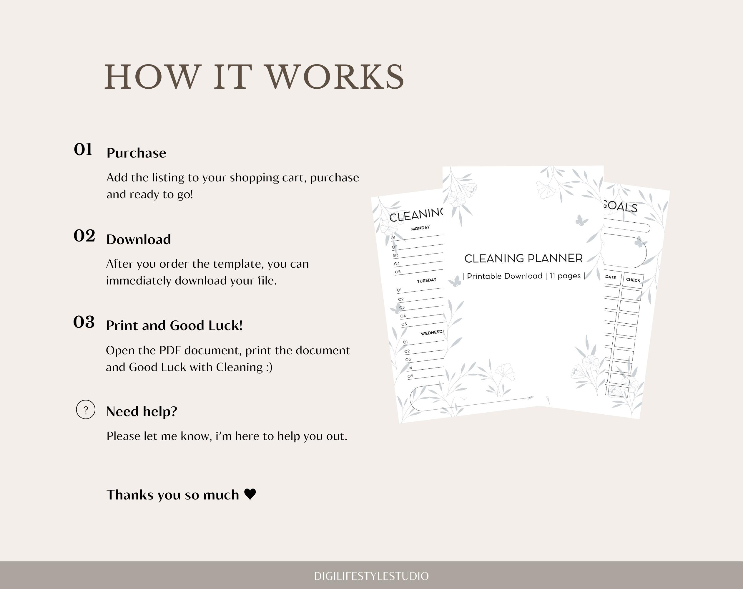 Cleaning Planner | Cleaning Checklist | Cleaning Schedule | Cleaning ...