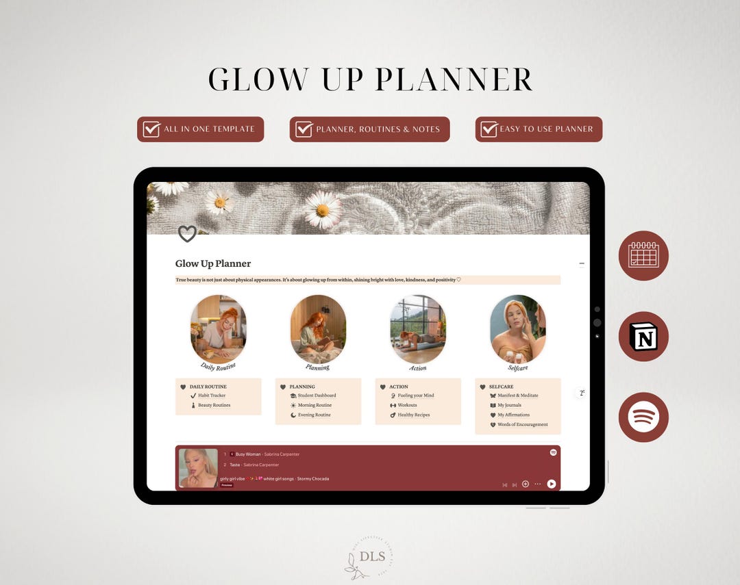 Glow up Planner | Notion Template | Habit Tracker | Notion Life Planner ...