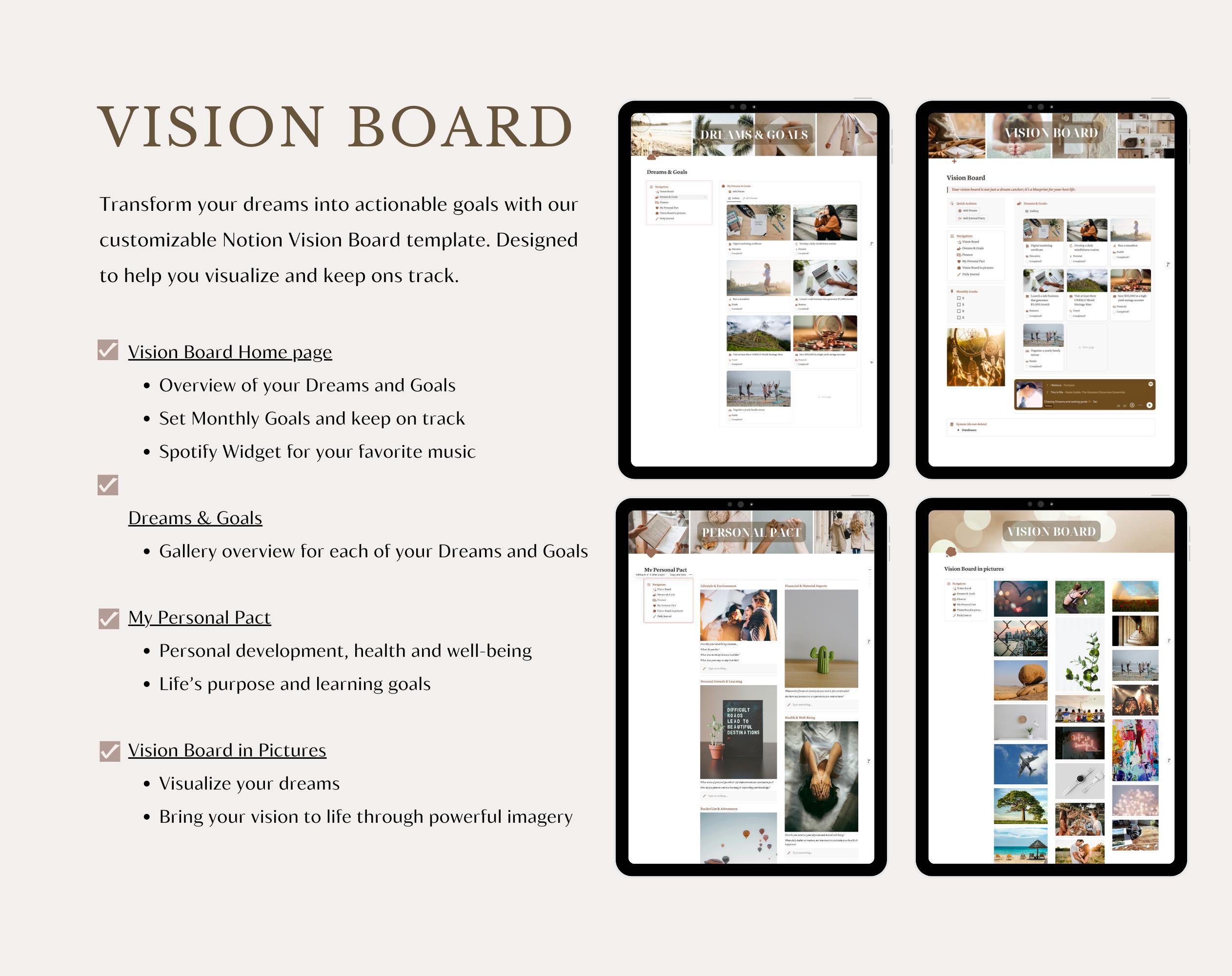 Vision Board | Notion Template | Notion Templates | Self Care | Vision ...
