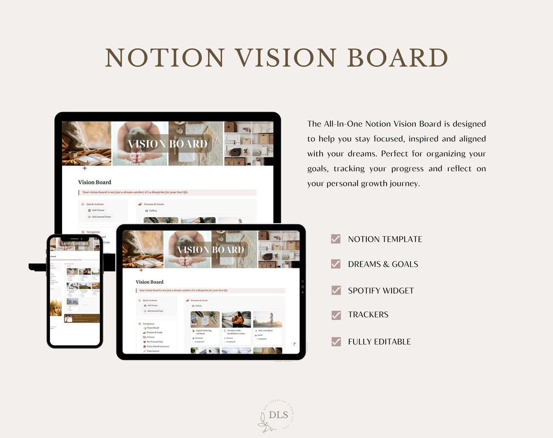 Vision Board | Notion Template | Notion Templates | Self Care | Vision ...