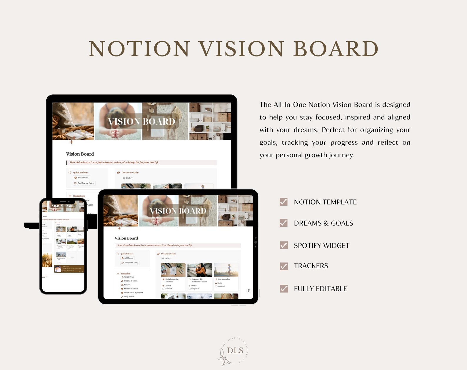 Vision Board | Notion Template | Notion Templates | Self Care | Vision ...