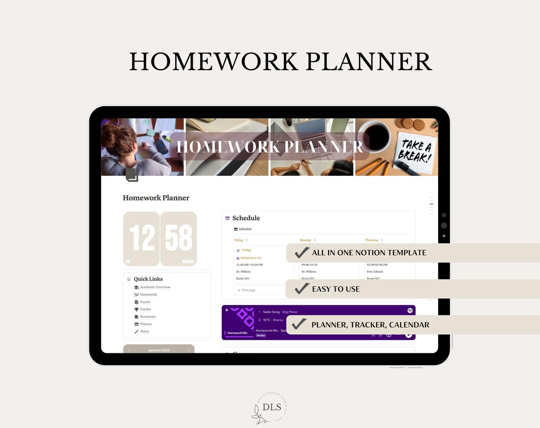 Homework Planner | Digital Planner | Notion Template | Notion Planner ...