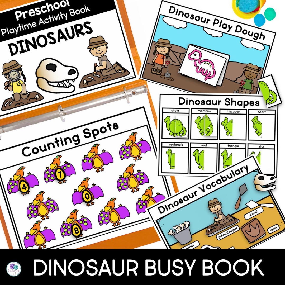 Dinosaur Homeschool Busy Books for Printable Quiet Books for Toddler ...