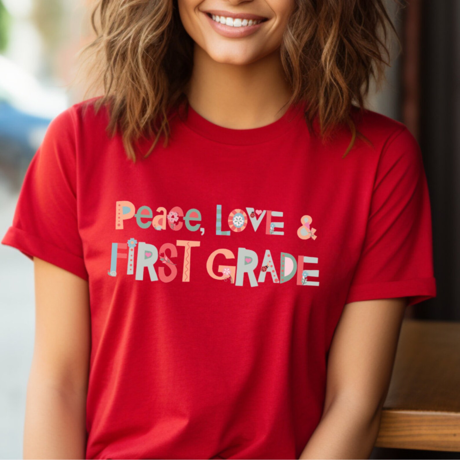 Peace Love First Grade Shirt for First Grade Teacher Peace Love Teach T ...