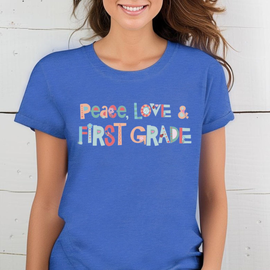 Peace Love First Grade Shirt for First Grade Teacher Peace Love Teach T ...