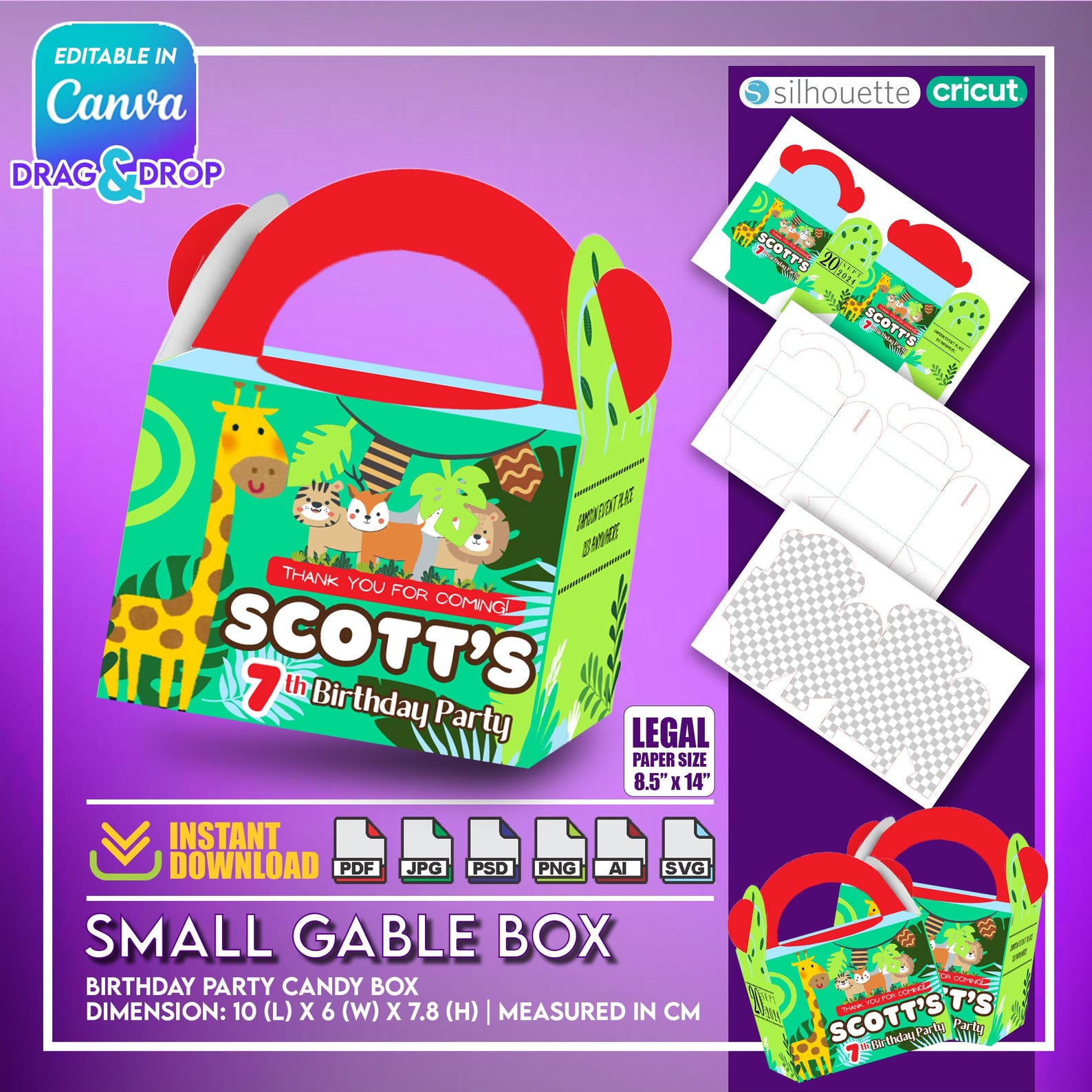 SVG, Gable Box, Birthday Favor, Birthday Candy Box, Digital Download ...