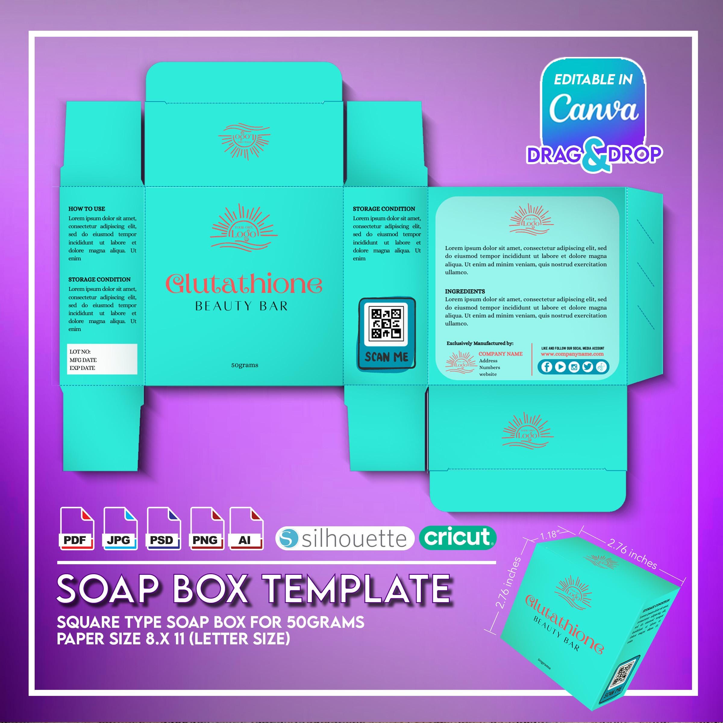 Soap Box Template, Editable in Canva, Canva Template, Square Box, Gift ...