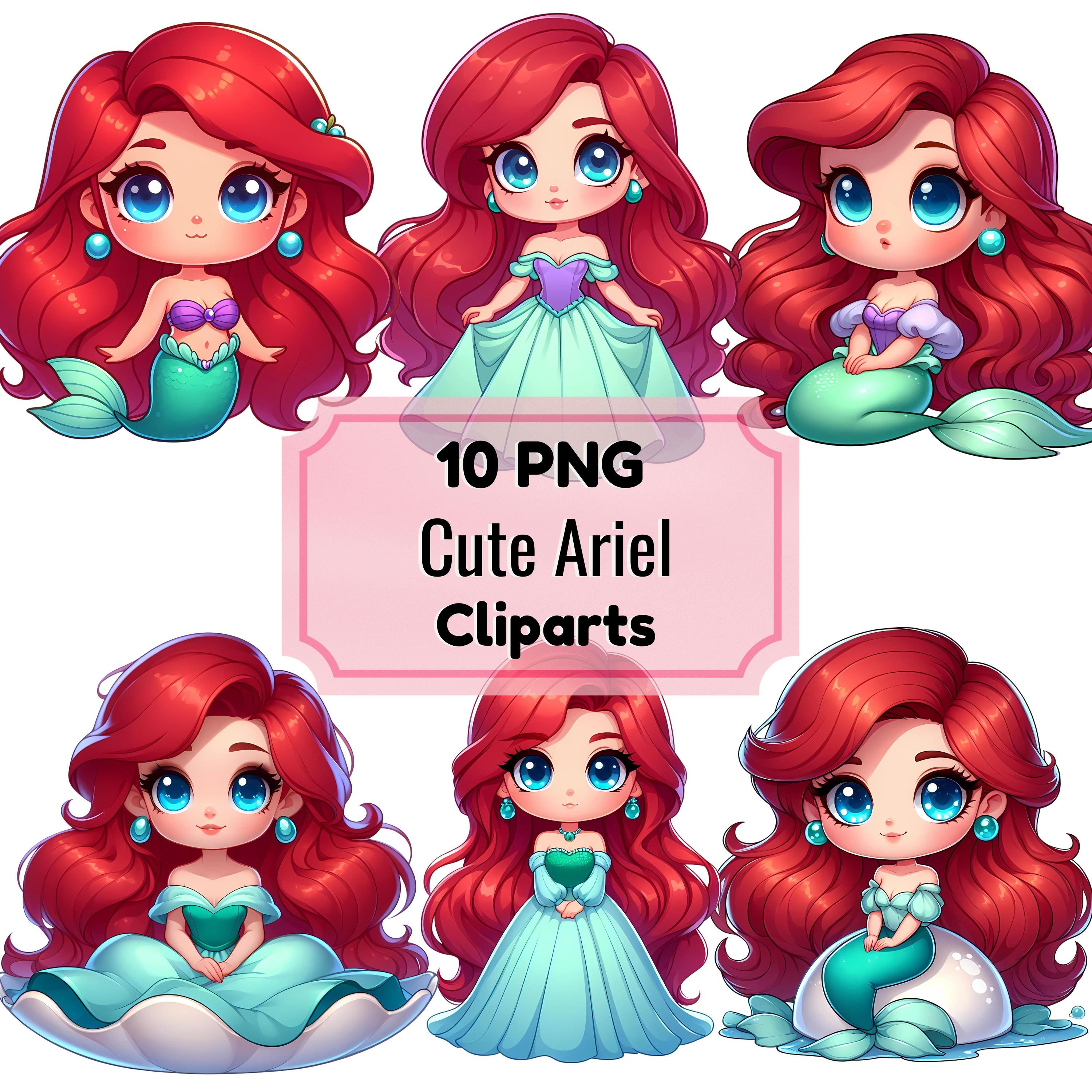 Ariel Png Clipart Bundle of 10 Cute Ariel Mermaid Png Clipart Set ...