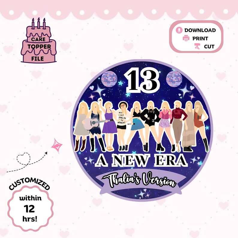 Taylor Cake Topper Printable Era Tour Cake Topper Swift Cake Topper ...