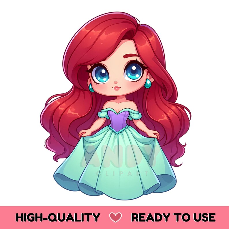 Ariel Png Clipart Bundle of 10 Cute Ariel Mermaid Png Clipart Set ...