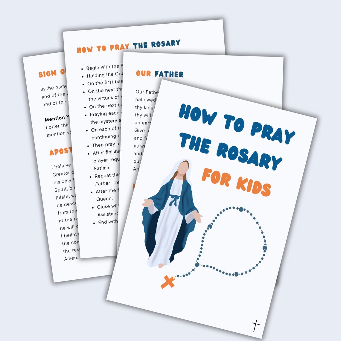 How to Pray the Rosary for Kids - Printable Cards, Rosary Prayers for ...