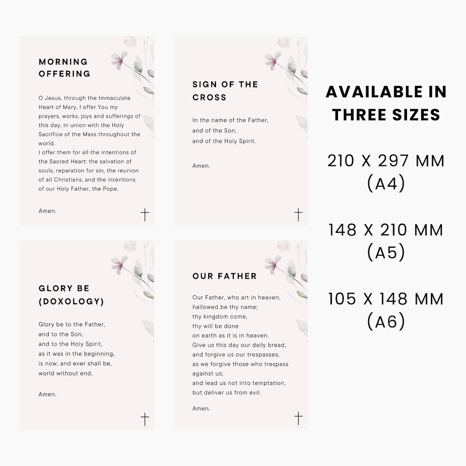 Simple Catholic Prayer Card Bundle, Prayers for Children, Prayer Cards ...