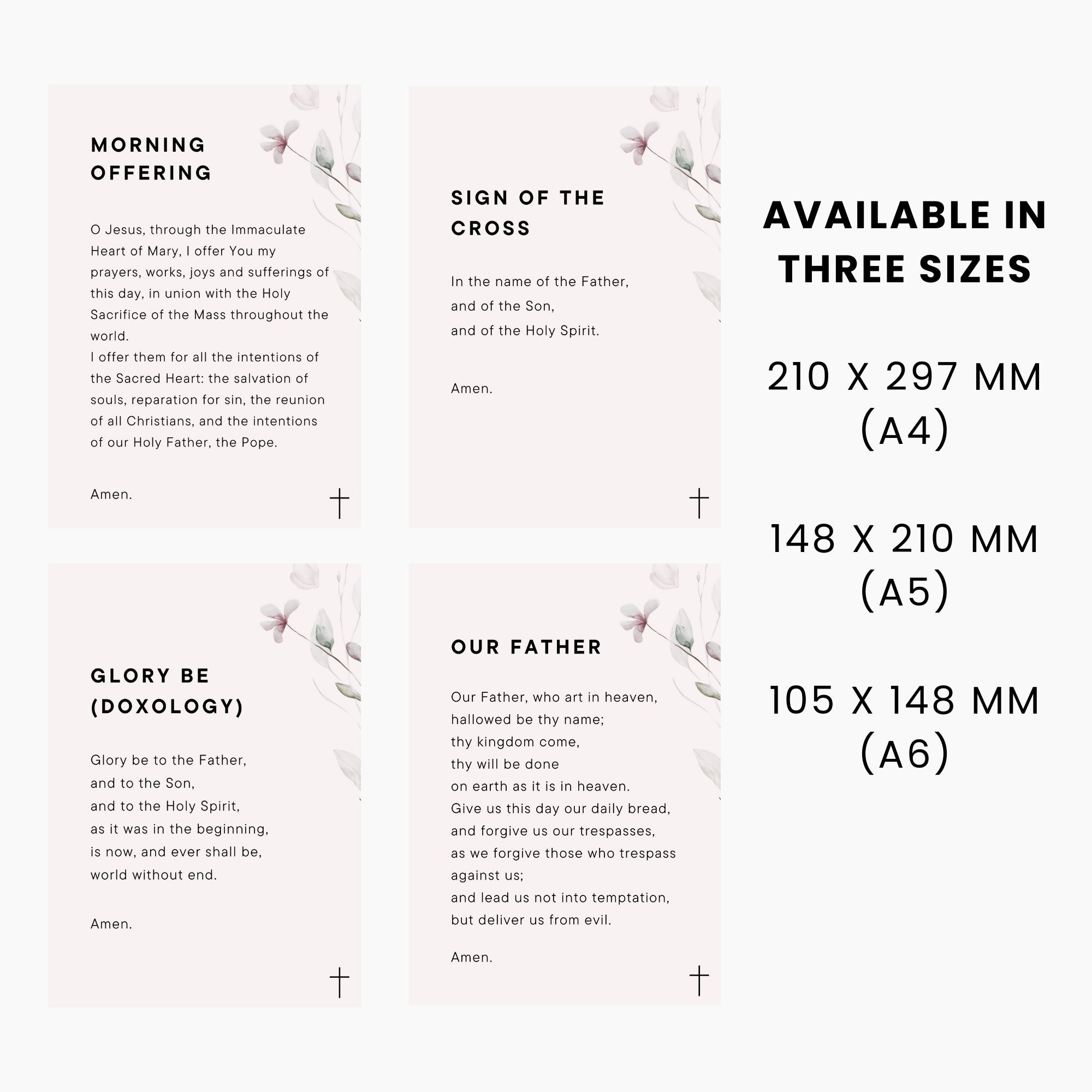 Simple Catholic Prayer Card Bundle, Prayers for Children, Prayer Cards ...