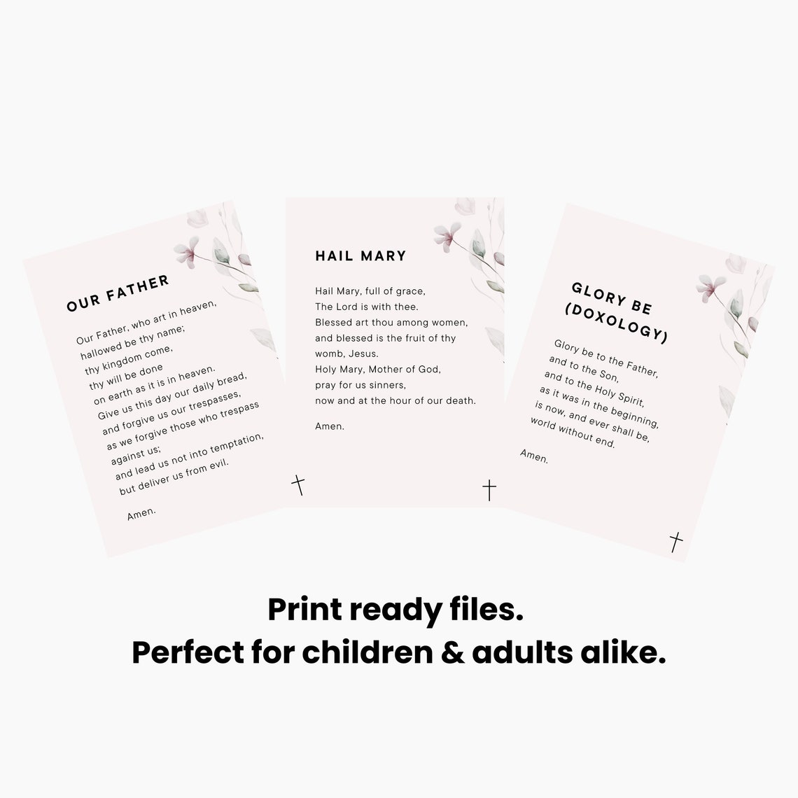 Simple Catholic Prayer Card Bundle, Prayers for Children, Prayer Cards ...