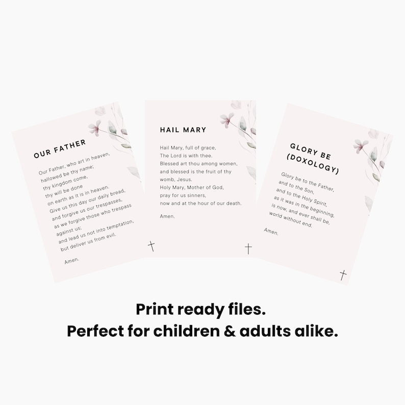 Simple Catholic Prayer Card Bundle, Prayers for Children, Prayer Cards ...
