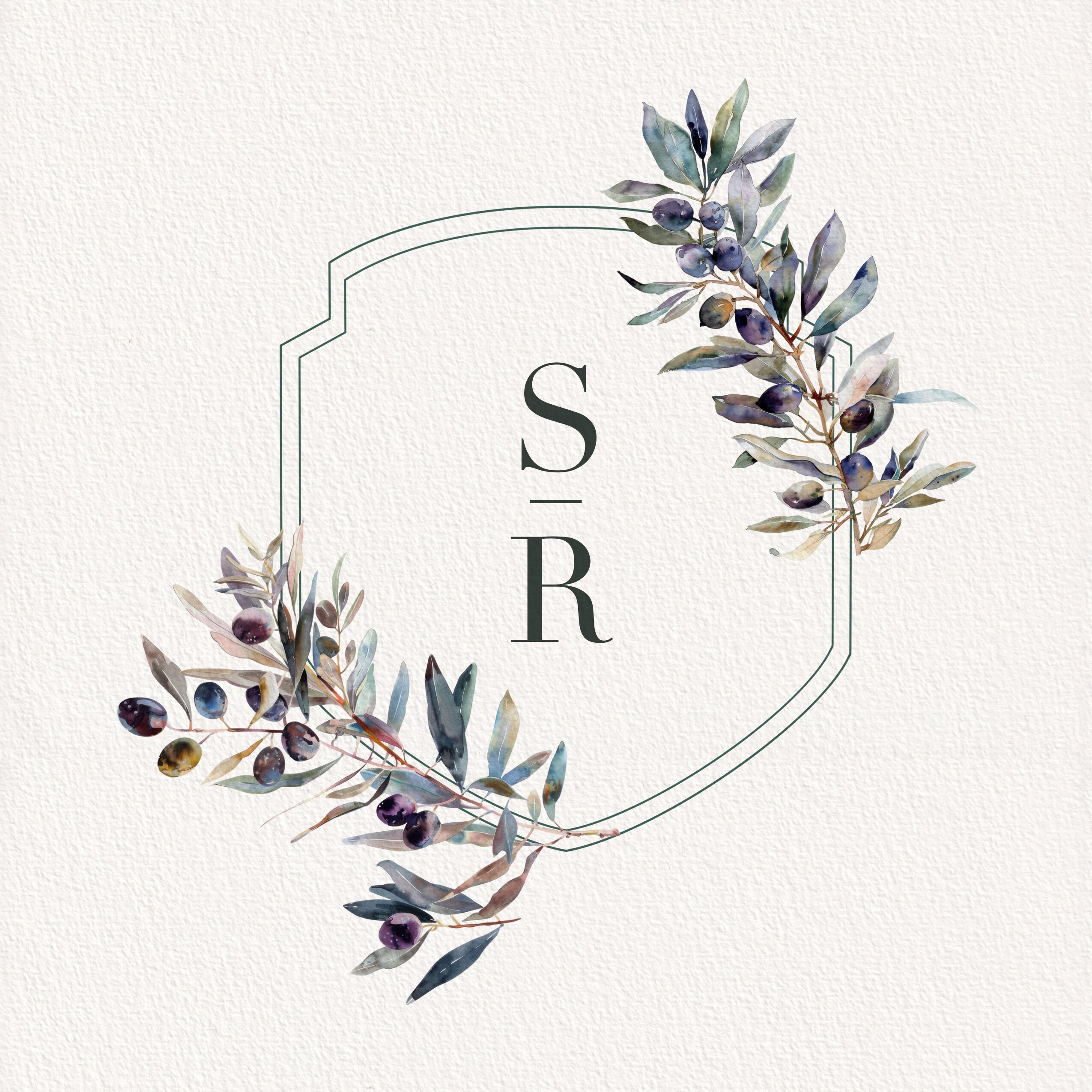 Custom Wedding Crest, Custom Wedding Monogram, Watercolor Crest, Floral ...