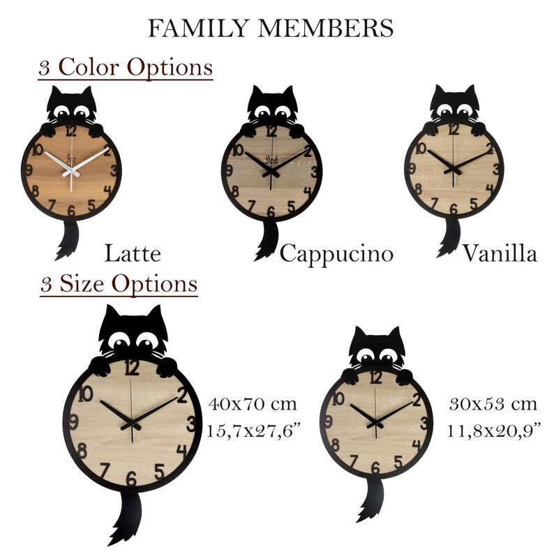 Handmade Wooden Cat Wall Clock: Silent Decor for Cat Lovers - Etsy
