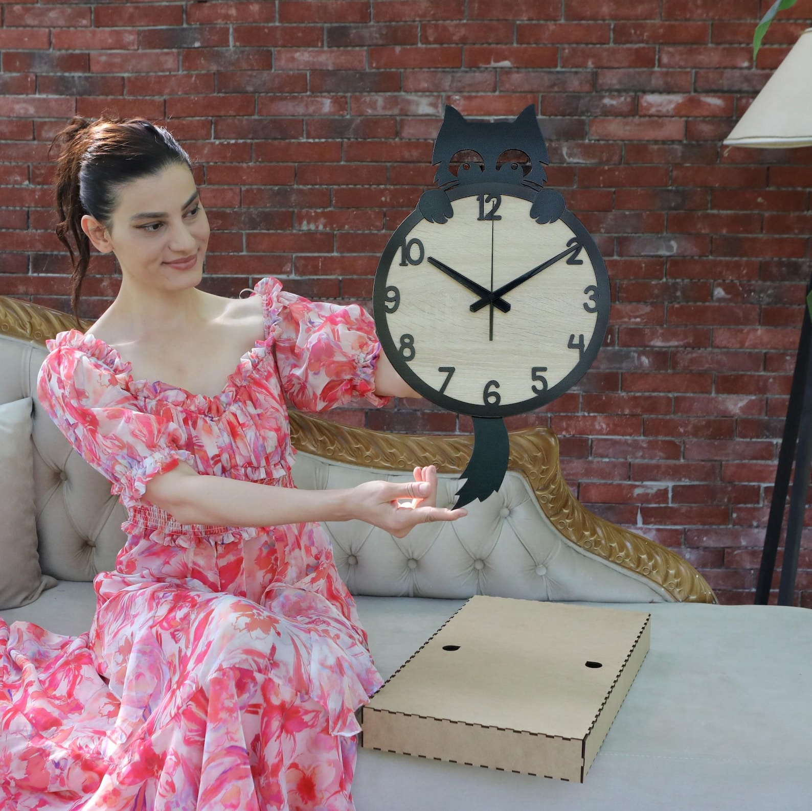 Customizable Wooden Cat Wall Clock: Silent Home Decor - Etsy