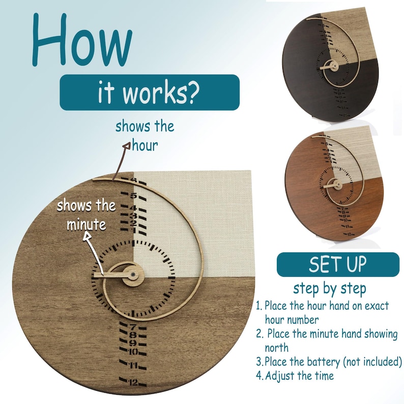 Colorful Drop Fibonacci Clock Customizable Wall or Desk Clock, Geometric Design, Ideal for Home ...