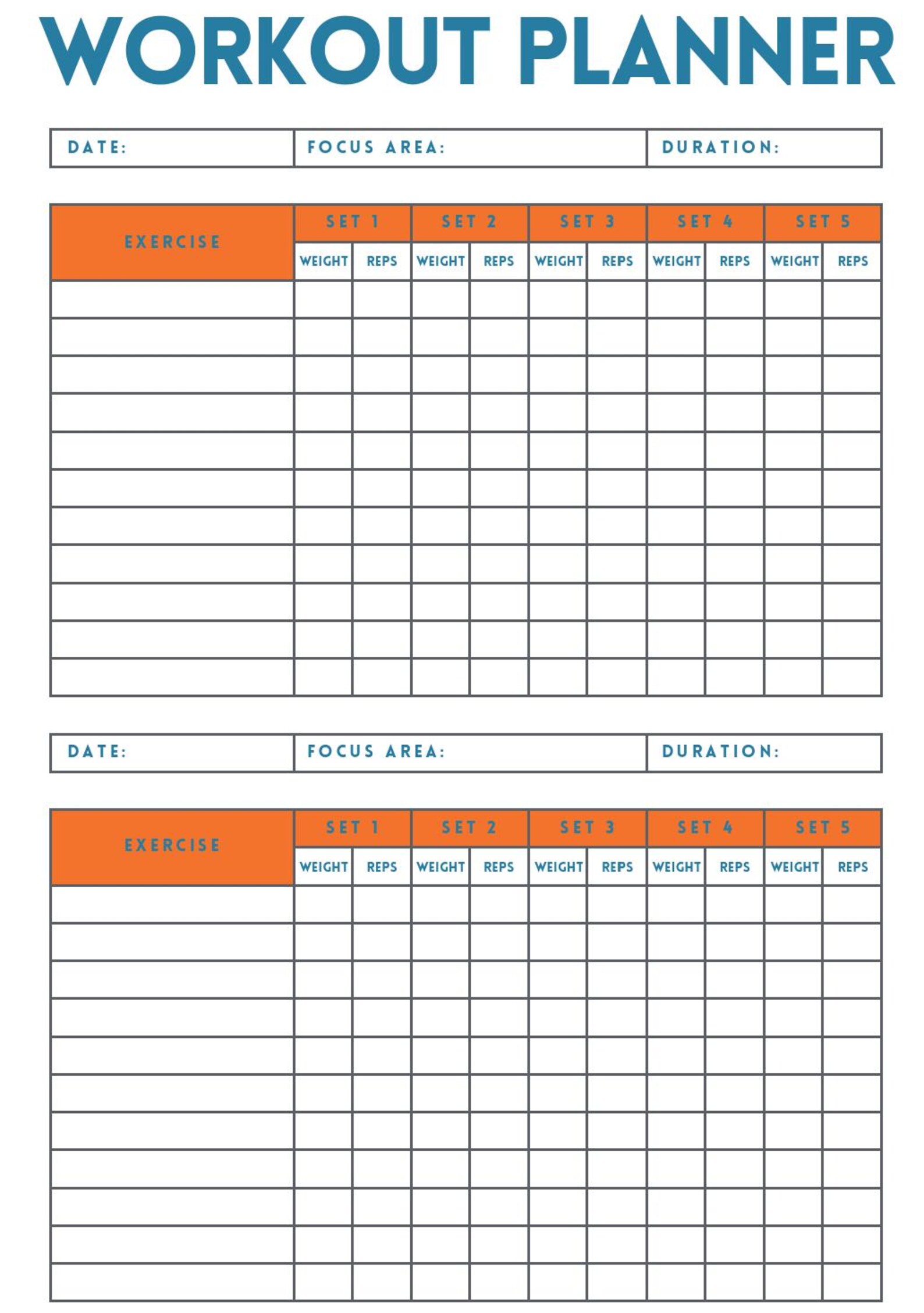 Fitness Progress Tracker Printable | Workout Log, Body Measurement ...