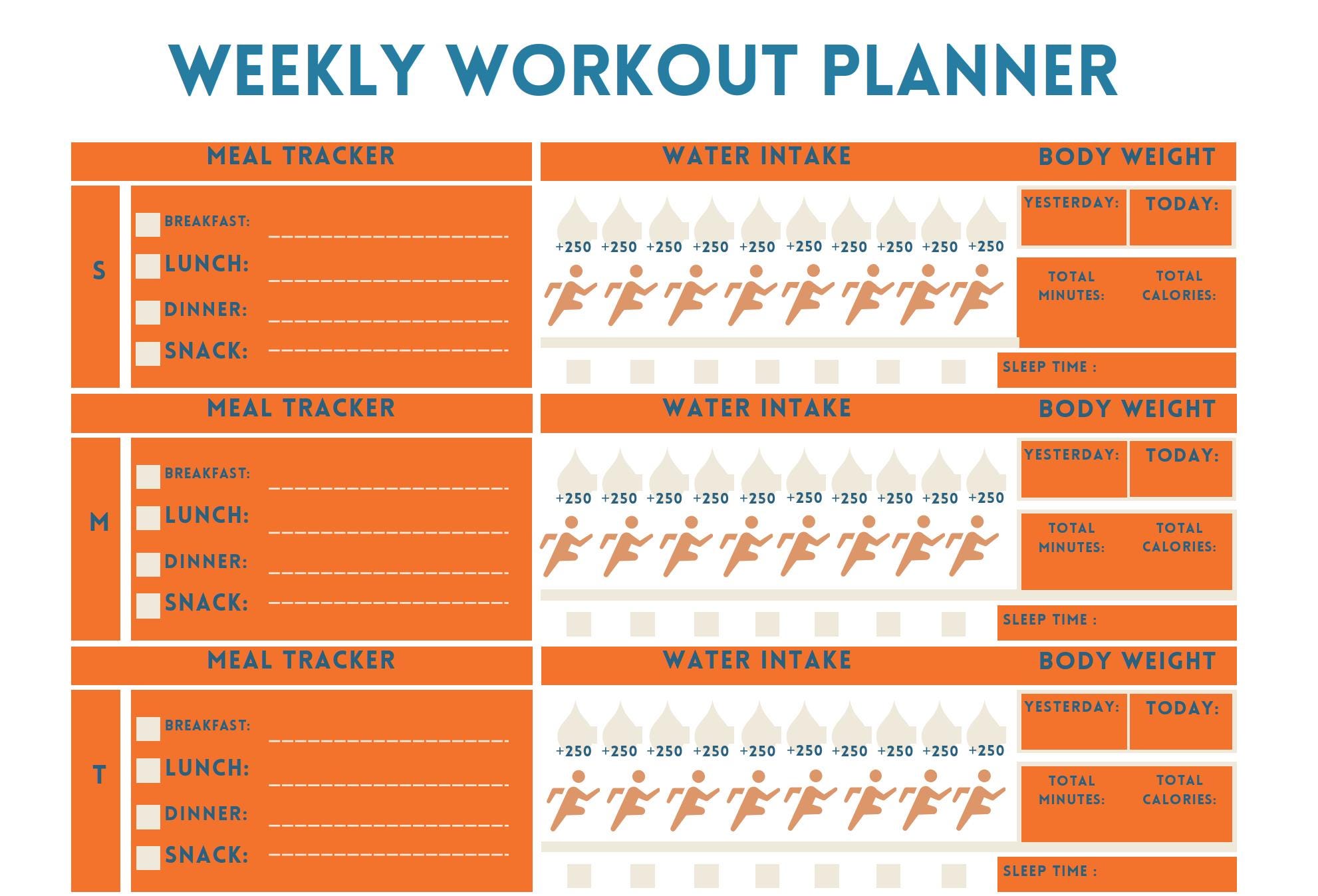 Fitness Progress Tracker Printable | Workout Log, Body Measurement ...
