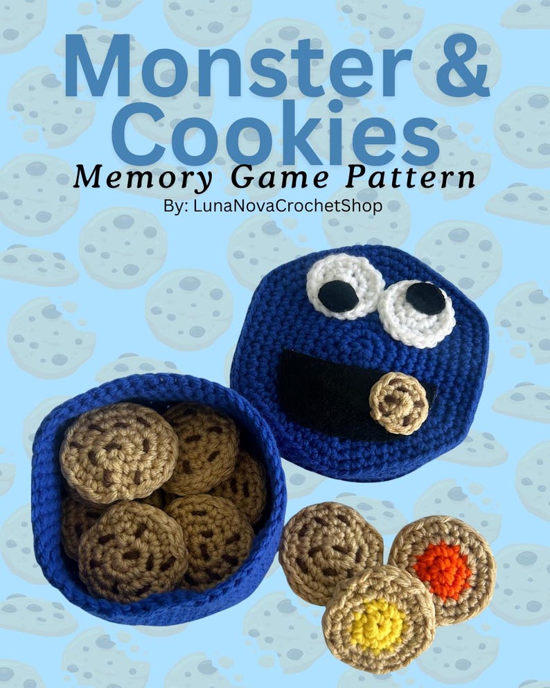Monster and Cookies Toy Crochet Pattern Beginner-friendly Memory Game ...