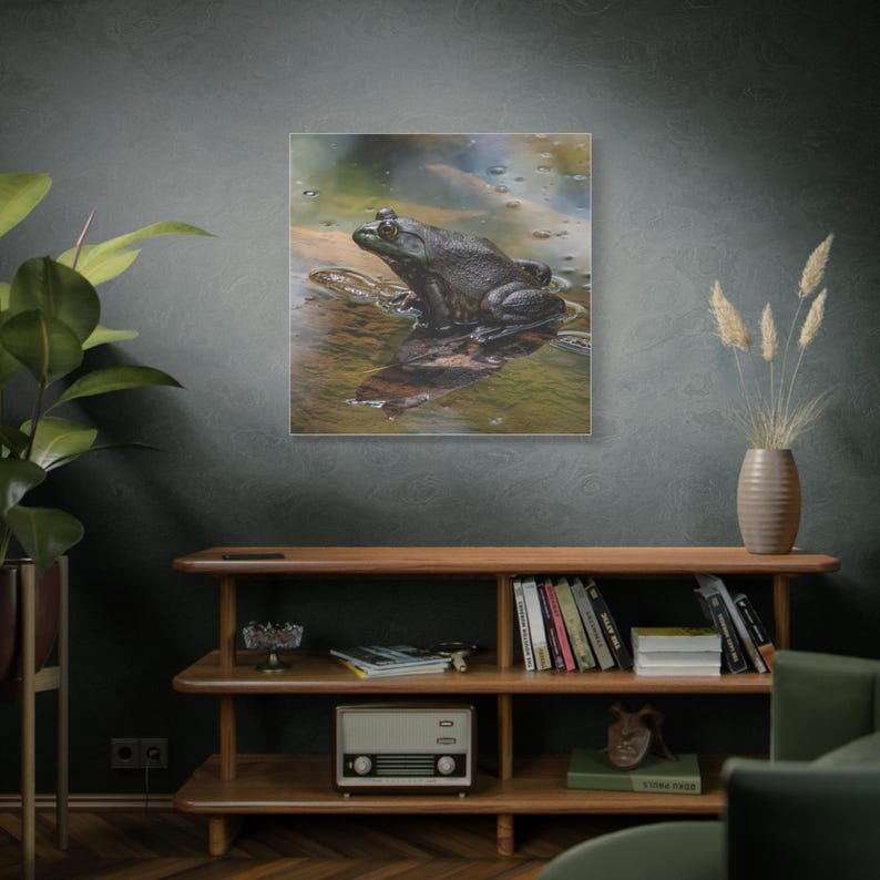 Canvas Print, American Bullfrog Photo Wall Art Decor, Wildlife Nature ...