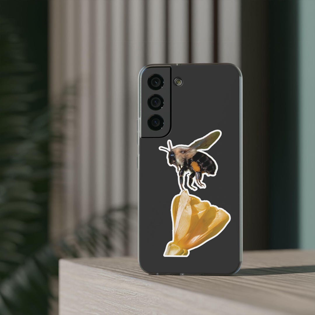 A Bumblebee Flying Over a Primrose on a Clear Flexi Phone Case ...