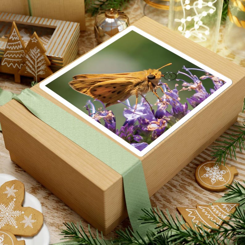Fancy Moth Sticker, Orange Moth, Pretty Moth on Flowers, Insect Sticker ...
