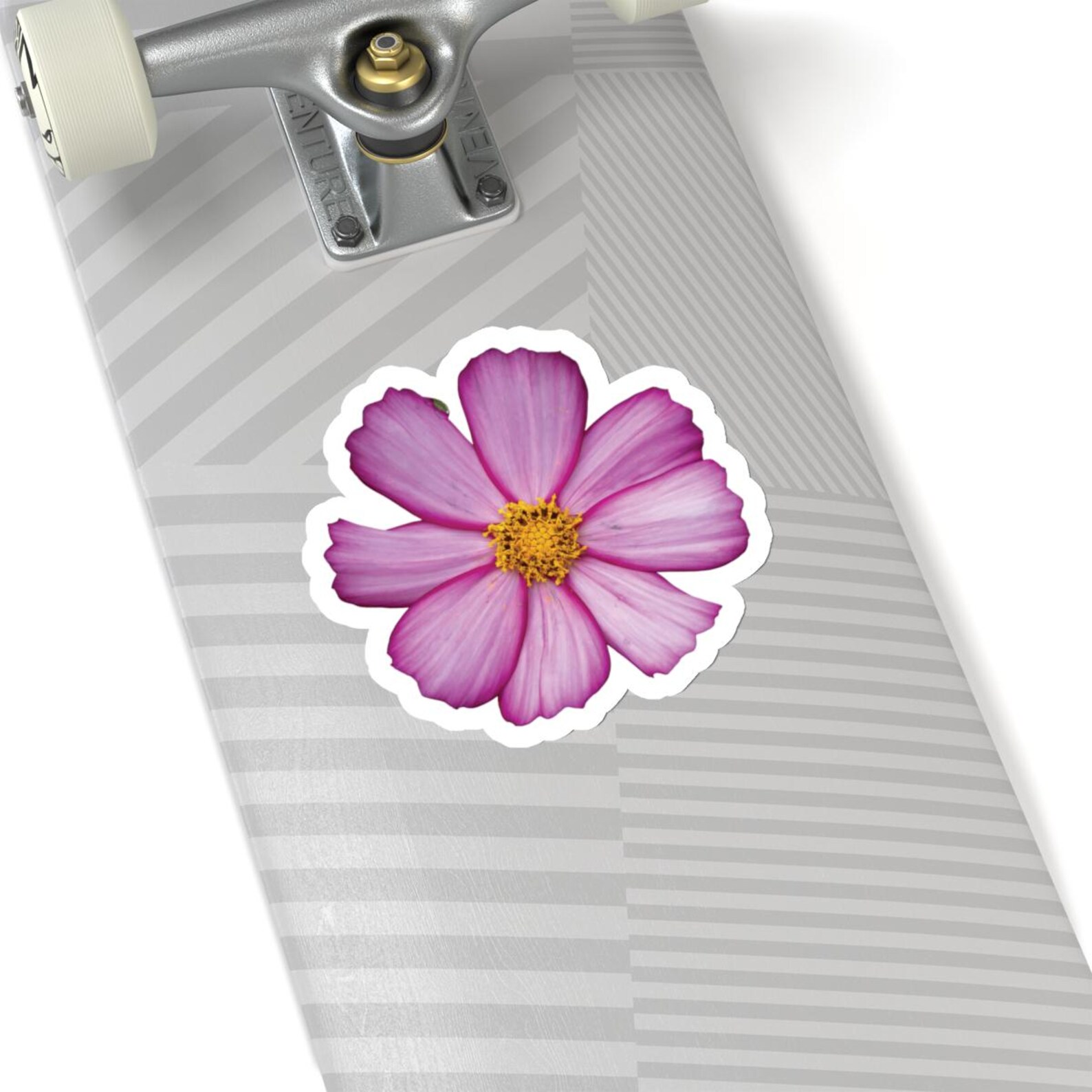 Pink Cosmos Flower Sticker, Garden Flower Sticker, Pink and Yellow ...