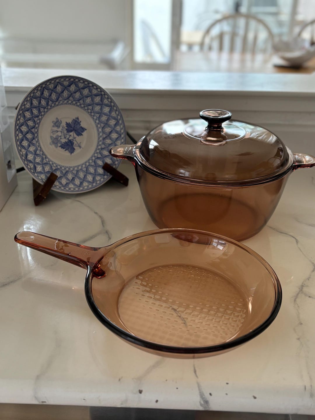 Vintage Amber Visions 4.5L Dutch Oven, Amber Pyrex Visions Cookware AND ...