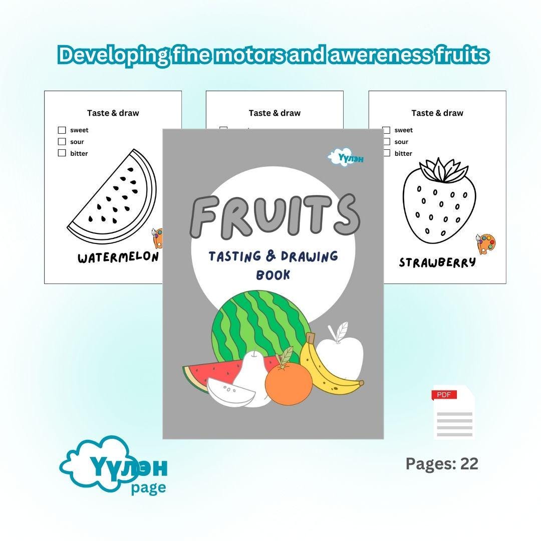 Fruits Coloring Pages for Kids Coloring Book Fruits Taste and Draw - Etsy