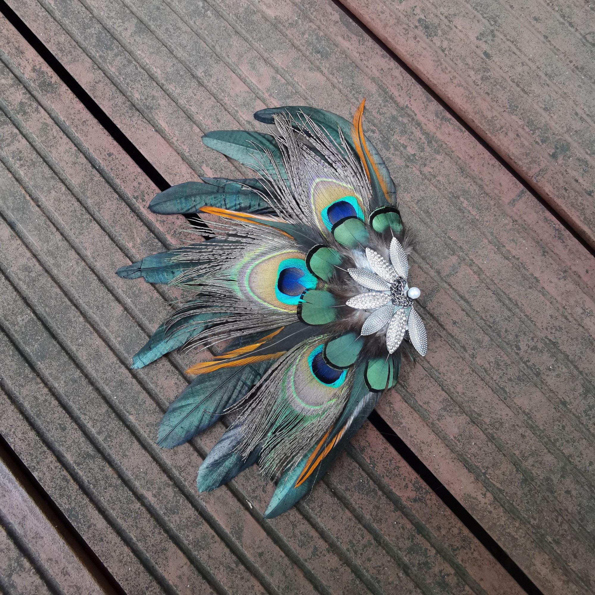 Elegant Peacock Feather Wedding Hair Clip Handmade Feather Bridal Hair ...