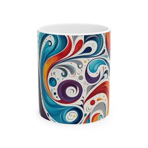 Retro Mug, 1970s Style Swirly Colorful Ceramic Mug, Decorative Coffee ...