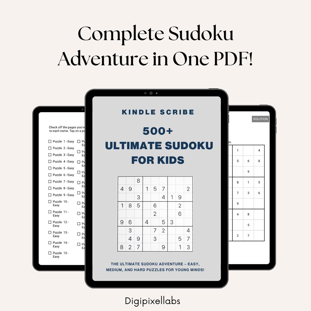 Sudoku Puzzles for Kids PDF – 500+ Easy, Medium, Hard (digital Activity ...