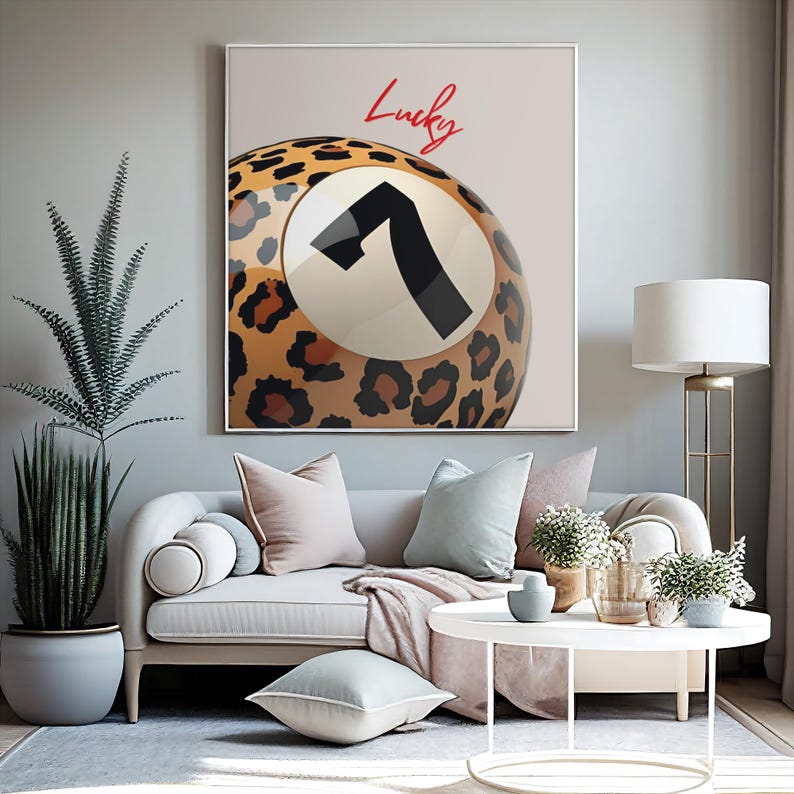 Lucky Girl Syndrome Art Print | Cheetah Pool Ball #7 | Lucky Charm Wall ...