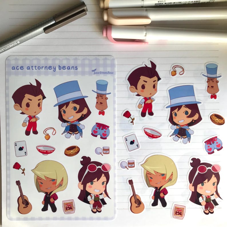 Ace Attorney Vinyl Sticker Sheet | AA4 - Etsy