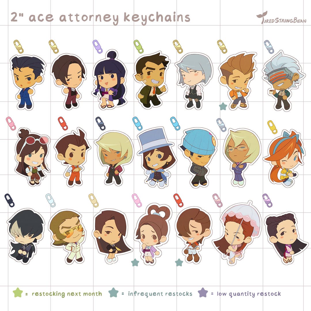 Ace Attorney 2" Keychain Beans - Etsy