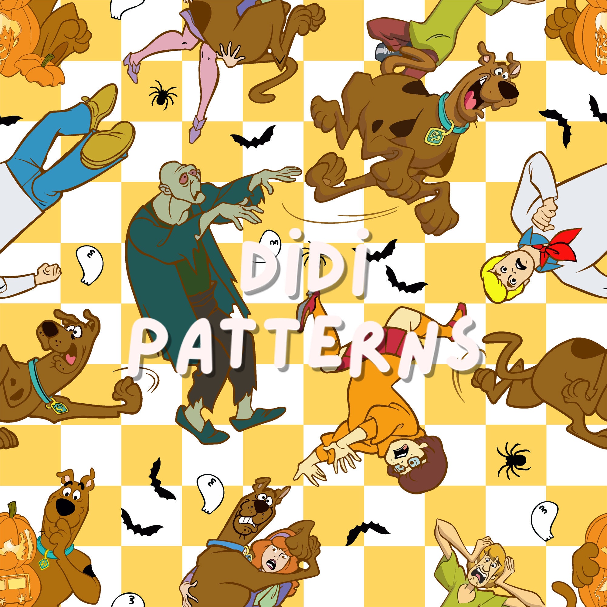 Halloween Scooby Doo Seamless Pattern Magical Scooby Seamless Pattern Halloween Patternfabric
