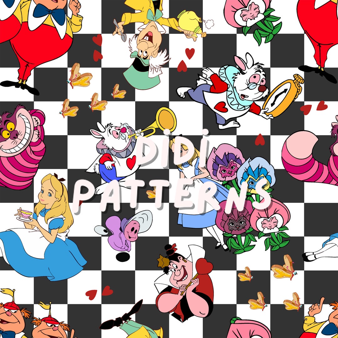 Alice in Wonderland Seamless Pattern, Magical Alice and Rabbit Seamless ...